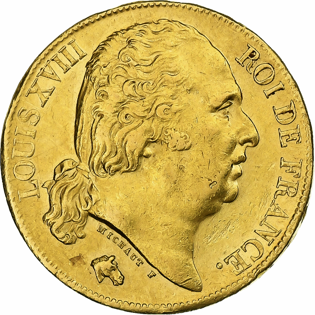 France, Louis XVIII, 20 Francs, 1818, Paris, Gold, , Gadoury:1028, Le