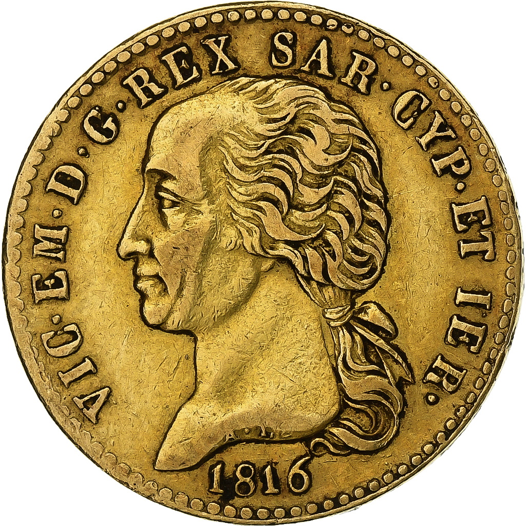 Italy, Vittorio Emanuele I, 20 Lire, 1816, Torino, Gold, | European Coins