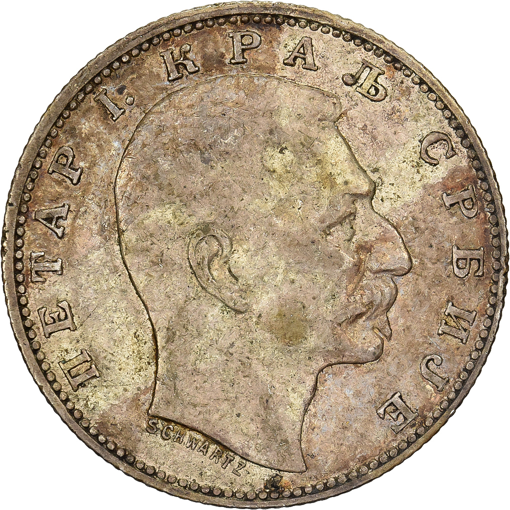 Serbia, Peter I, Dinar, 1912, Silver, , KM:25.1 | European Coins