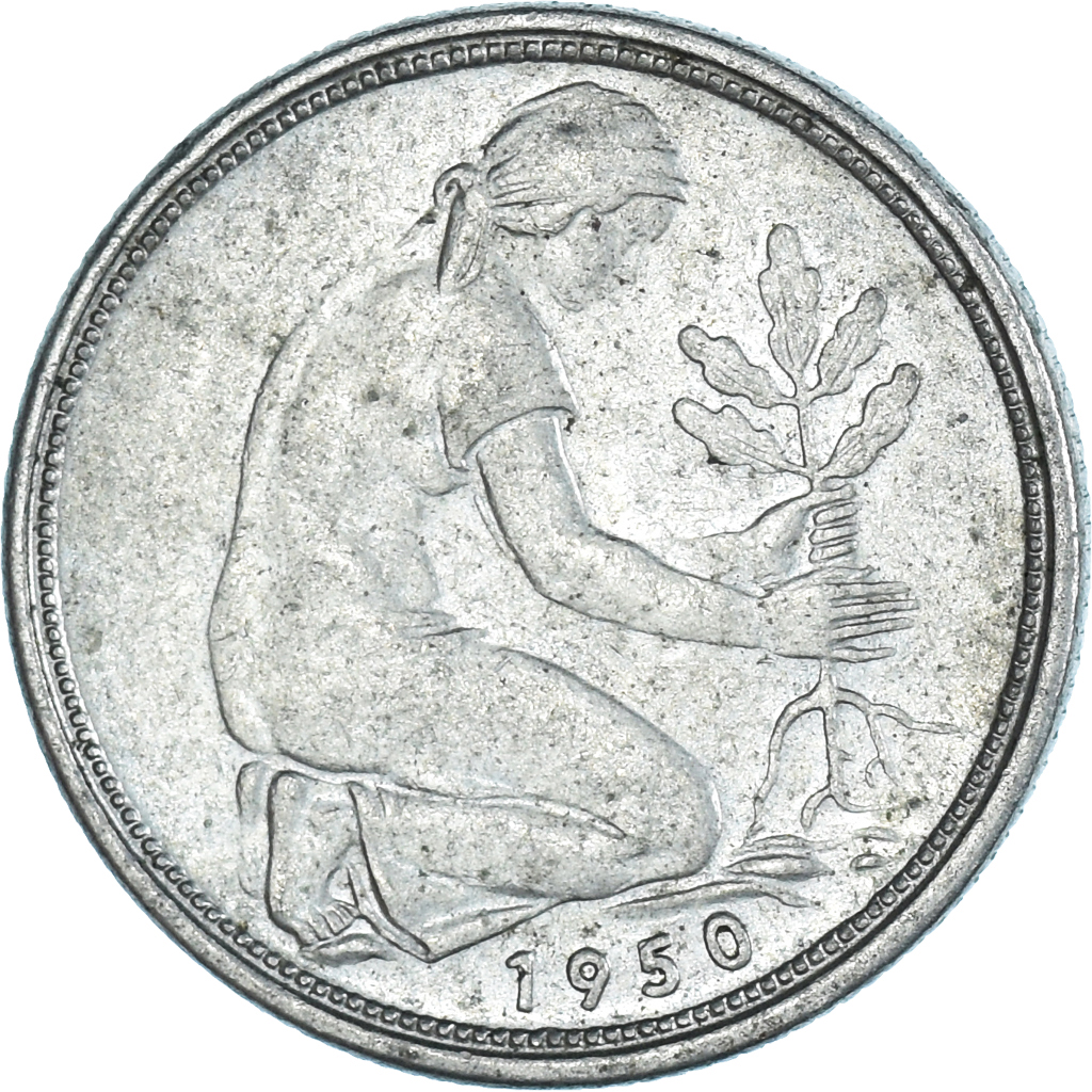 Coin, Germany, 50 Pfennig, 1950 | European Coins