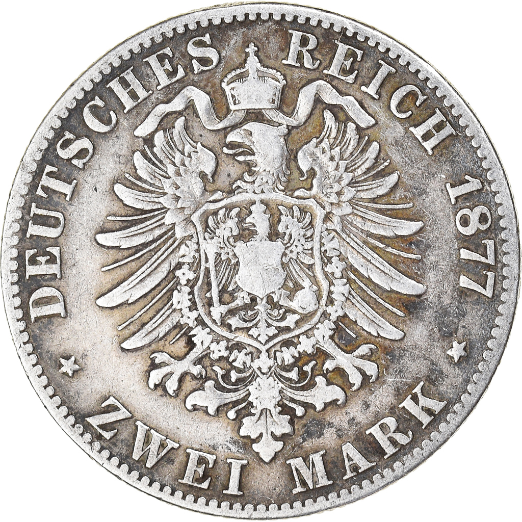 Coin, German States, WURTTEMBERG, Karl I, Charles Ier, 2 Mark, 1877