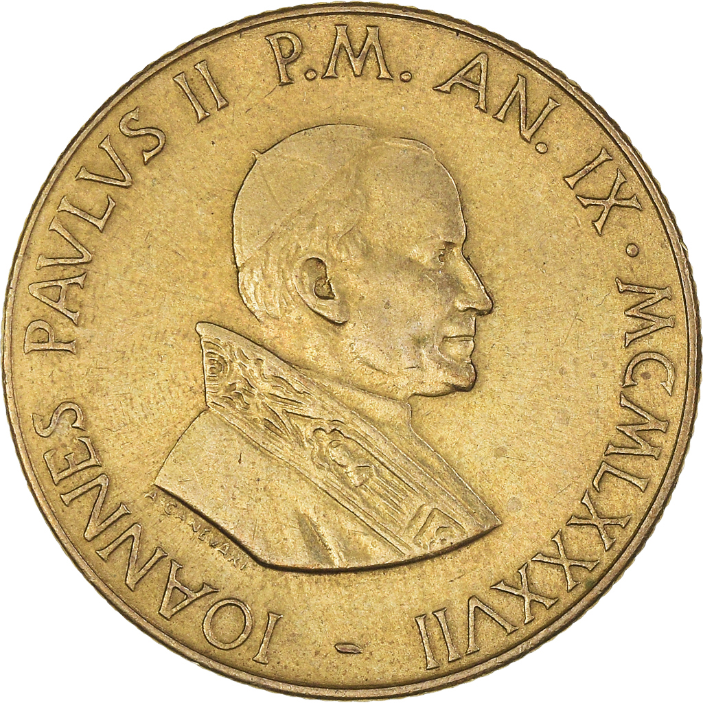 Coin, VATICAN CITY, John Paul II, 200 Lire, 1987, , Aluminum-Bronze