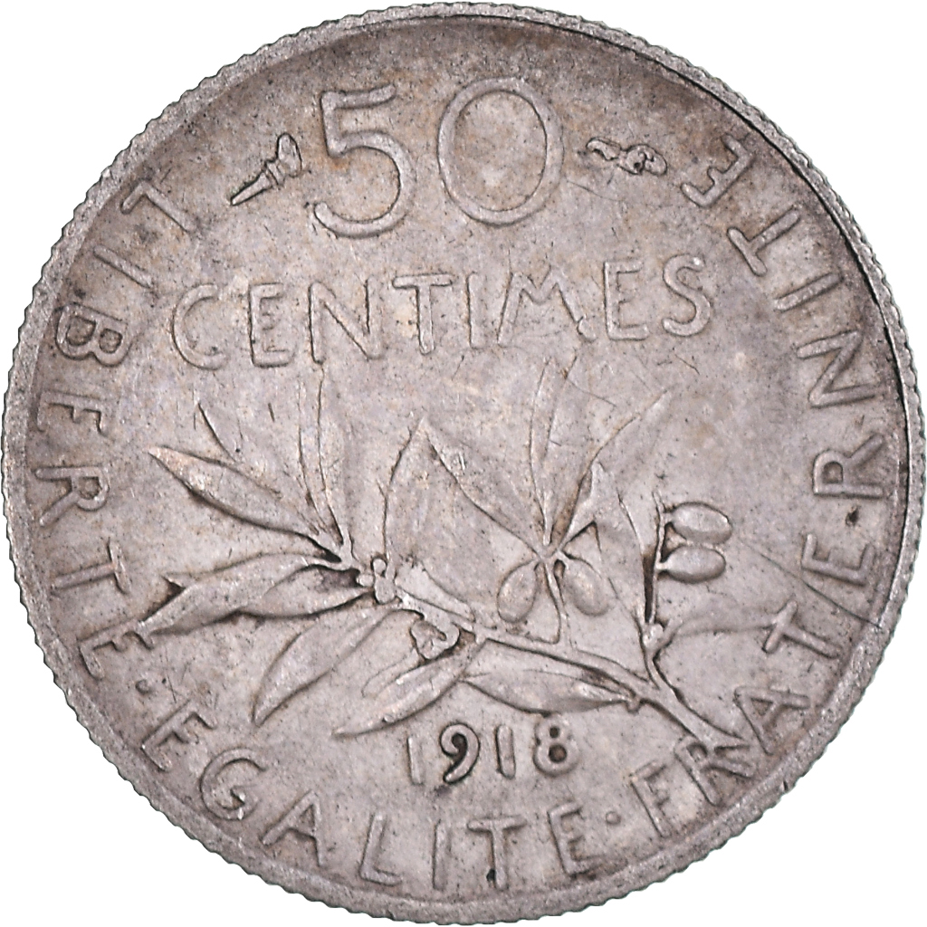 Coin, France, Semeuse, 50 Centimes, 1918, Paris, , Silver, KM:854
