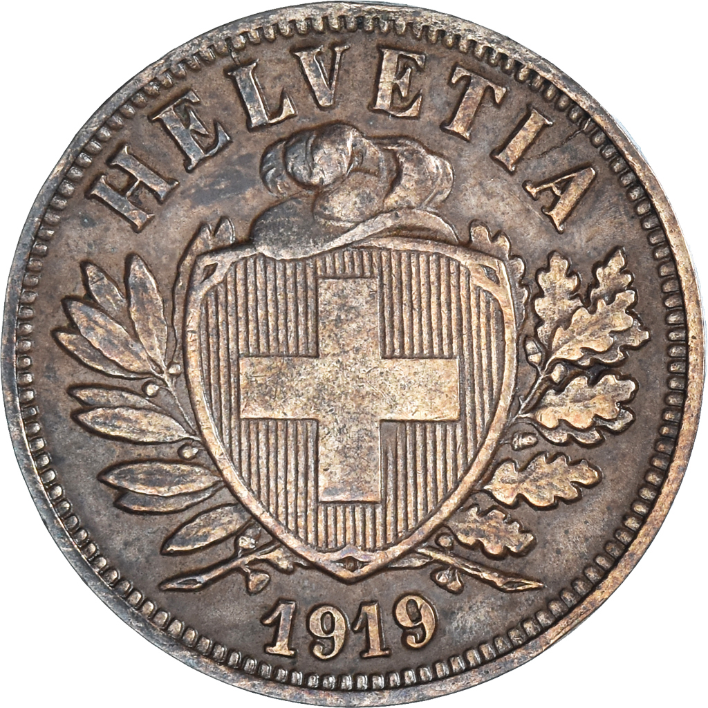 Coin, Switzerland, 2 Rappen, 1919, Bern, , Bronze, KM:4.2 | European Coins
