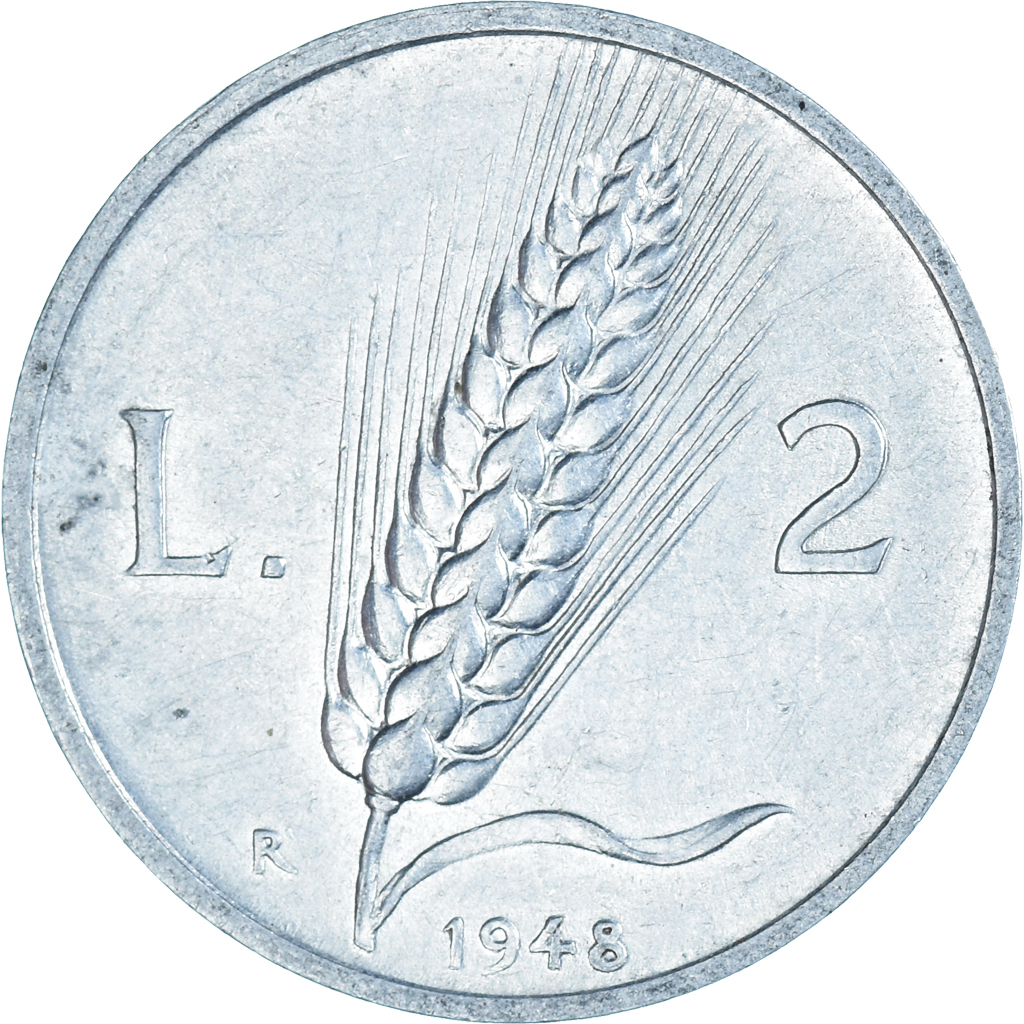 Coin, Italy, 2 Lire, 1948, Rome, , Aluminum, KM:88 | European Coins