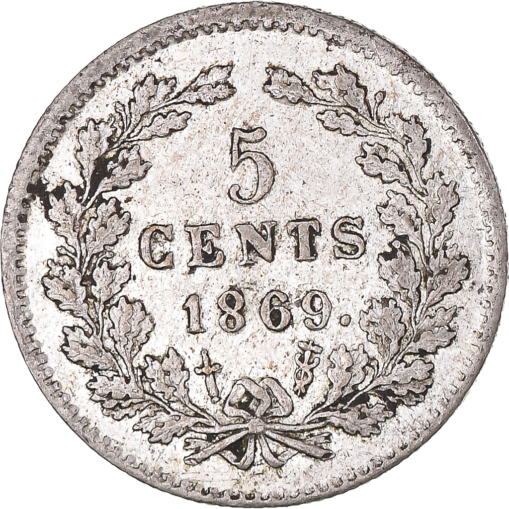 Coin, Netherlands, William III, 5 Cents, 1869, , Silver, KM:91