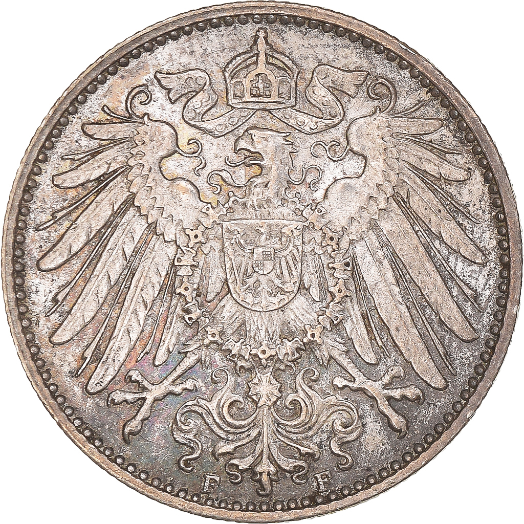 GERMANY - EMPIRE Mark 1915 F Münze, Wilhelm II, Stuttgart, VZ, Silber, KM:14 | MA-Shops