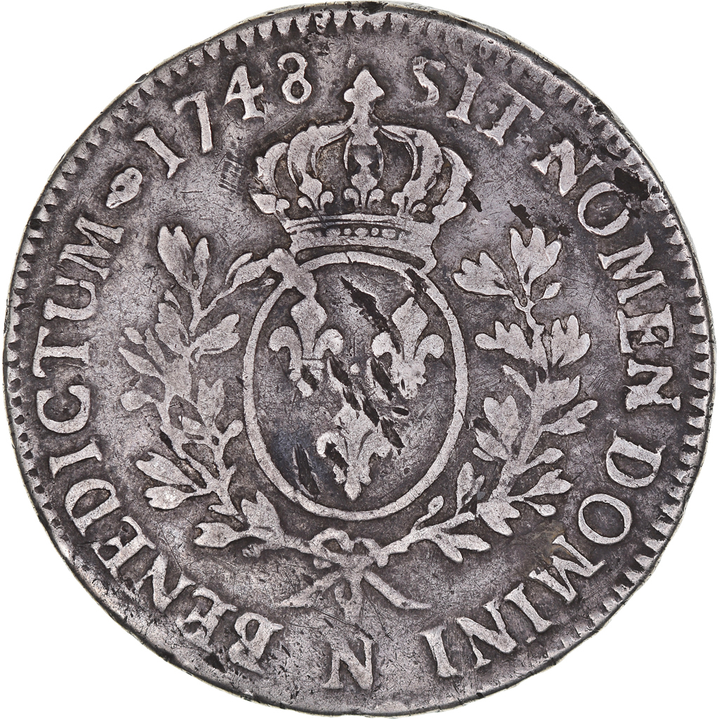 Coin, France, Louis XV, Écu au bandeau, Ecu, 1748, Montpellier,