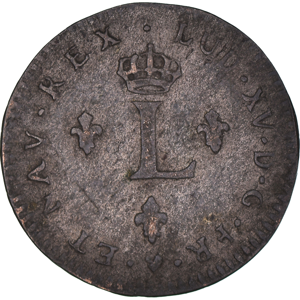 Coin, France, Louis XV, Double sol (2 sous) en billon, 2 Sols, 1742 ...