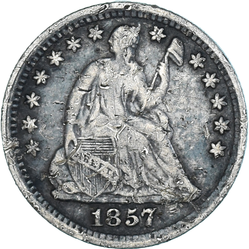 Coin, United States, Seated Liberty Half Dime, Half Dime, 1857, U.S. Mint