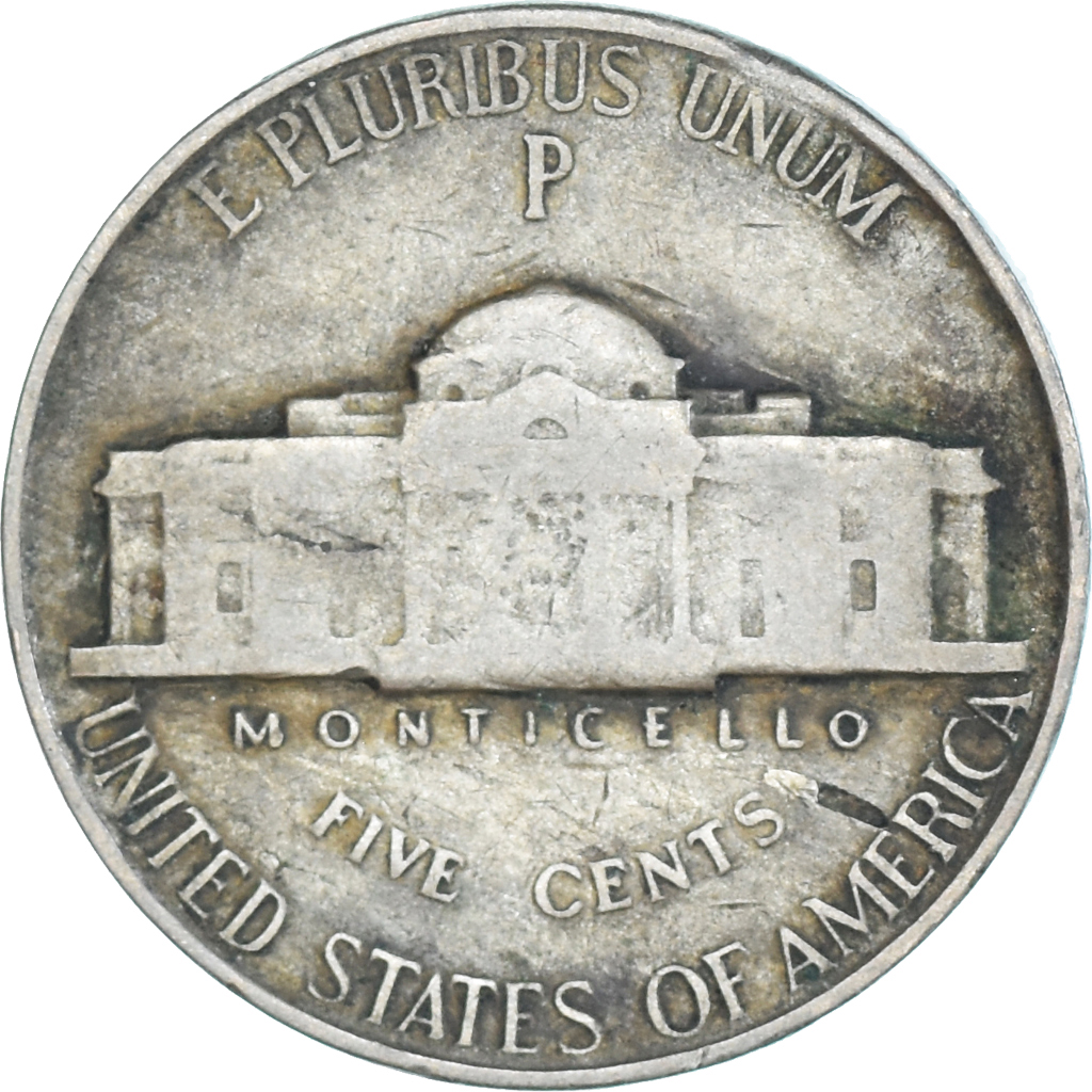 Coin, United States, Jefferson Nickel, 5 Cents, 1945, U.S. Mint ...