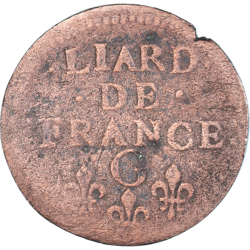 Coin, France, Louis XIV, Liard de France au buste juvénile, deuxième type