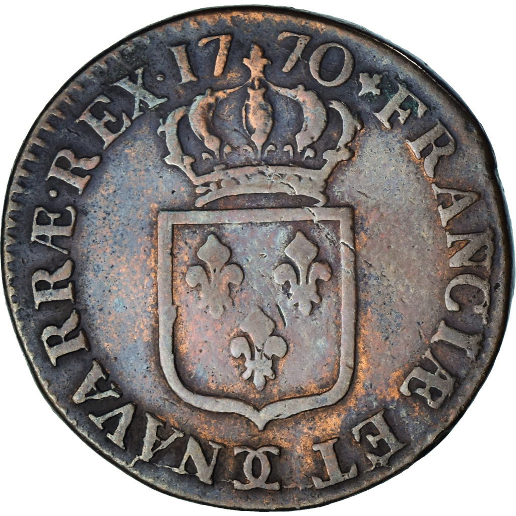Coin, France, Louis XV, Sol à la vieille tête, 1770, Besançon,