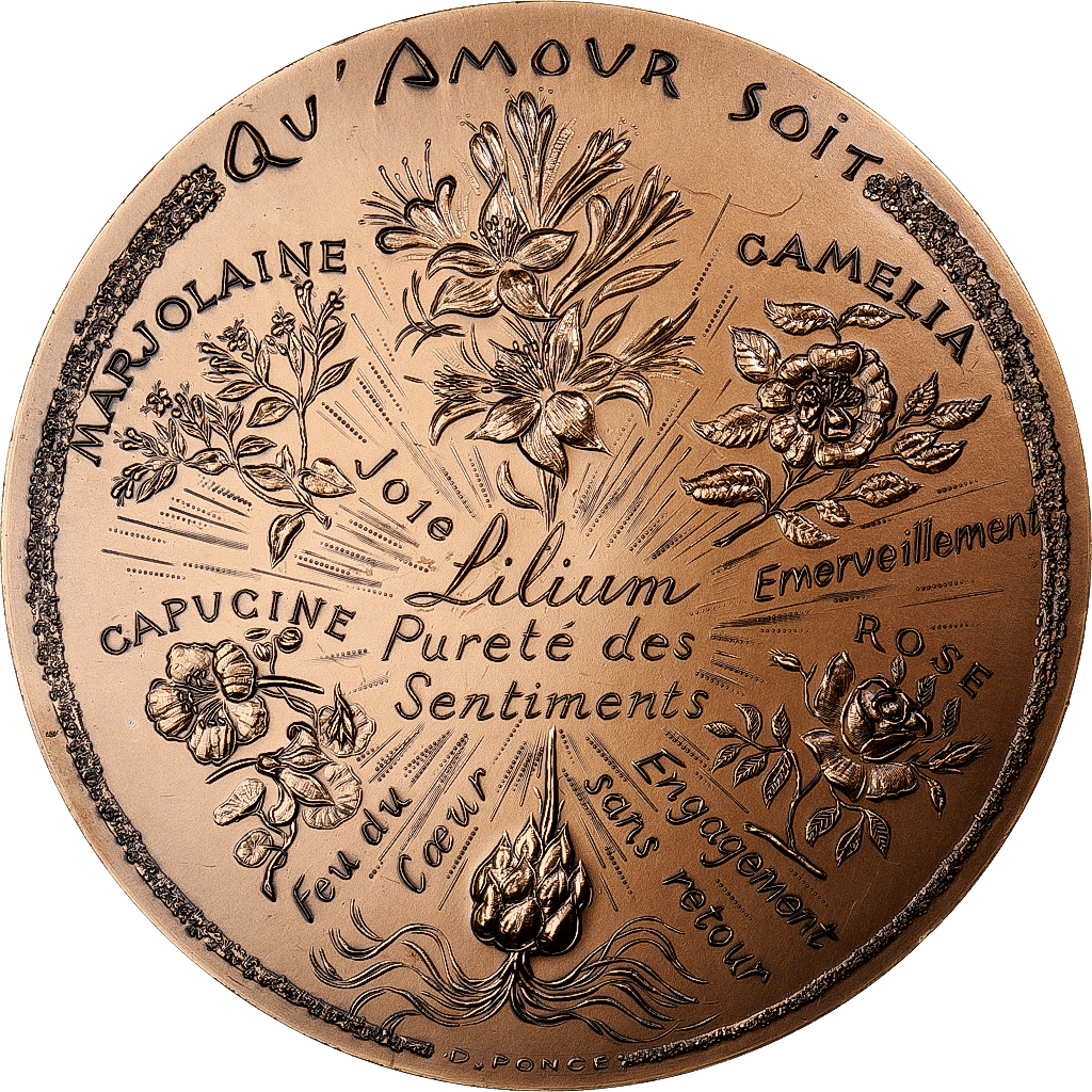 France, Medal, Fleurs d'Amour, Bronze, MDP, | Tokens & Medals
