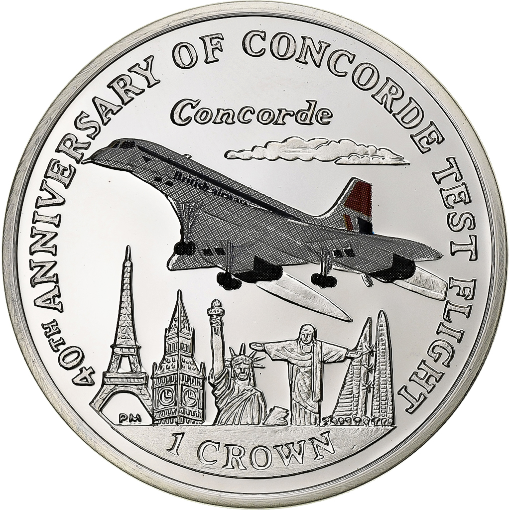 Isle of Man, Elizabeth II, Crown, Concorde, 2009, Pobjoy Mint, Silver,
