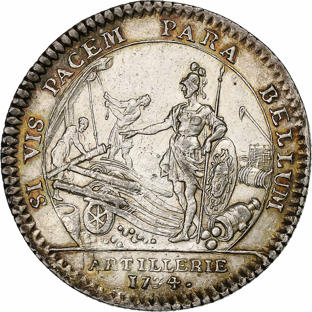 France, Token, Louis XV, Artillerie, Louis Auguste de Bourbon, 1734, Silver