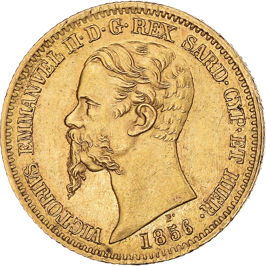 Coin, ITALIAN STATES, SARDINIA, Vittorio Emanuele II, 20 Lire, 1856, Genoa