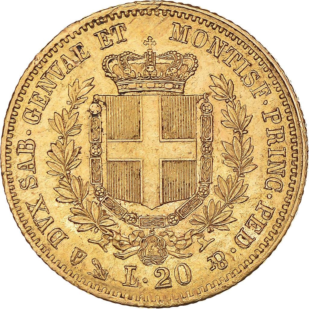 Coin, ITALIAN STATES, SARDINIA, Vittorio Emanuele II, 20 Lire, 1856, Genoa