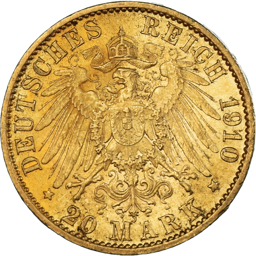 Coin, German States, PRUSSIA, Wilhelm II, 20 Mark, 1910, Berlin,