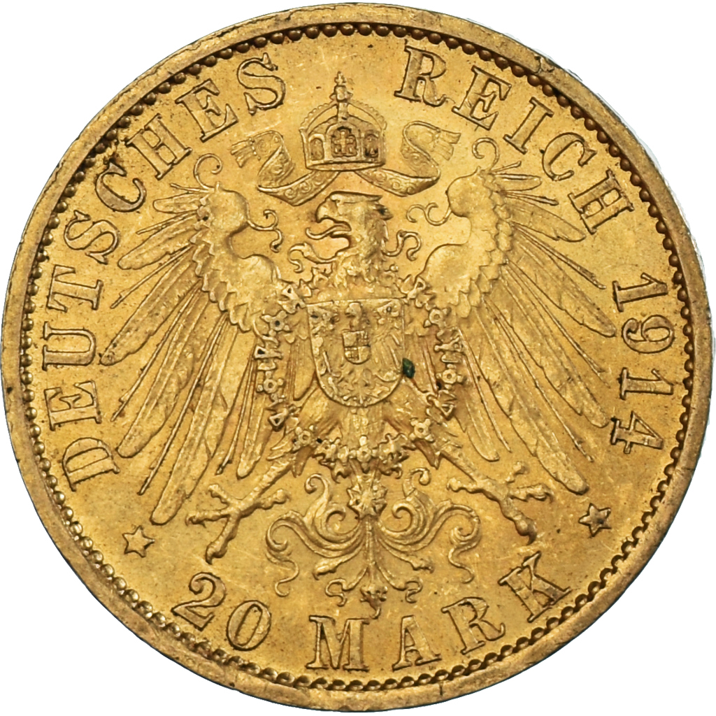 Coin, German States, PRUSSIA, Wilhelm II, 20 Mark, 1914, Berlin,