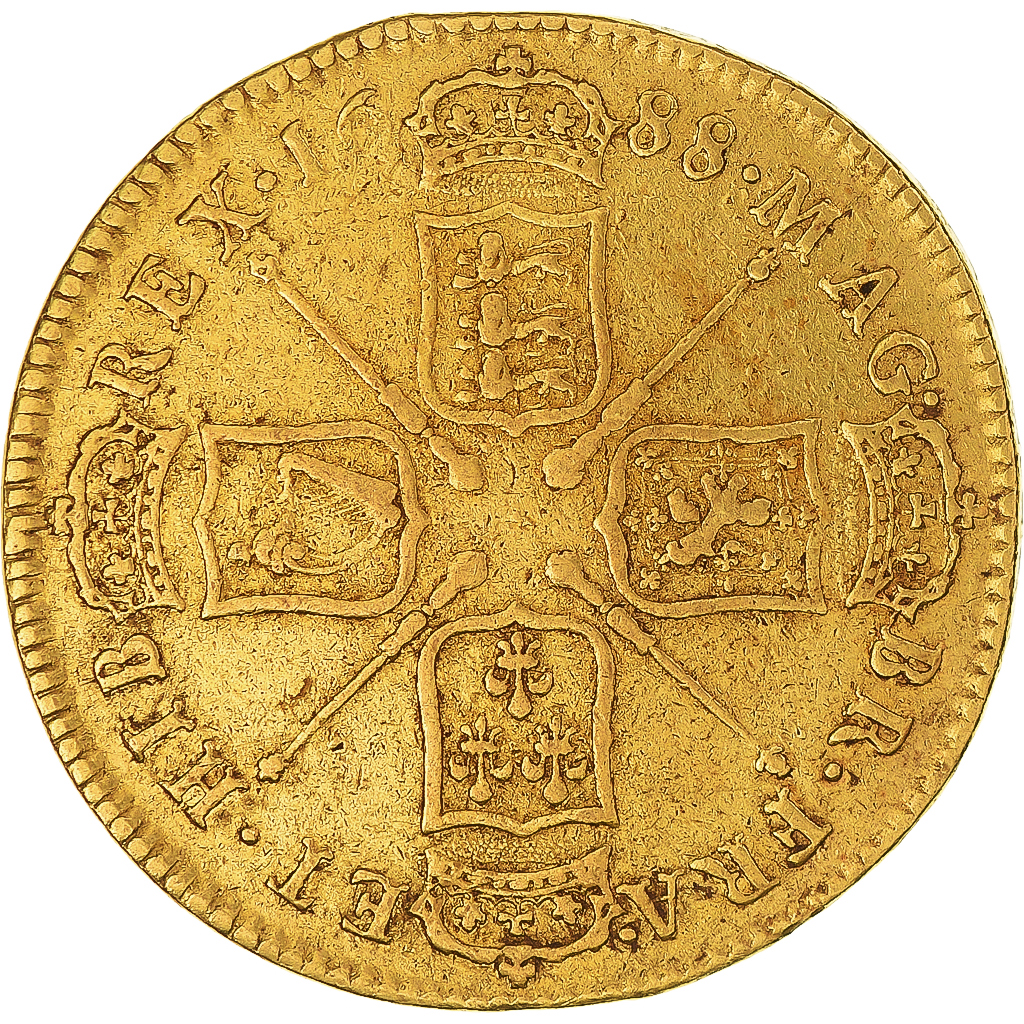 Coin, Great Britain, James II, 5 Guineas, 1688, London, , Gold