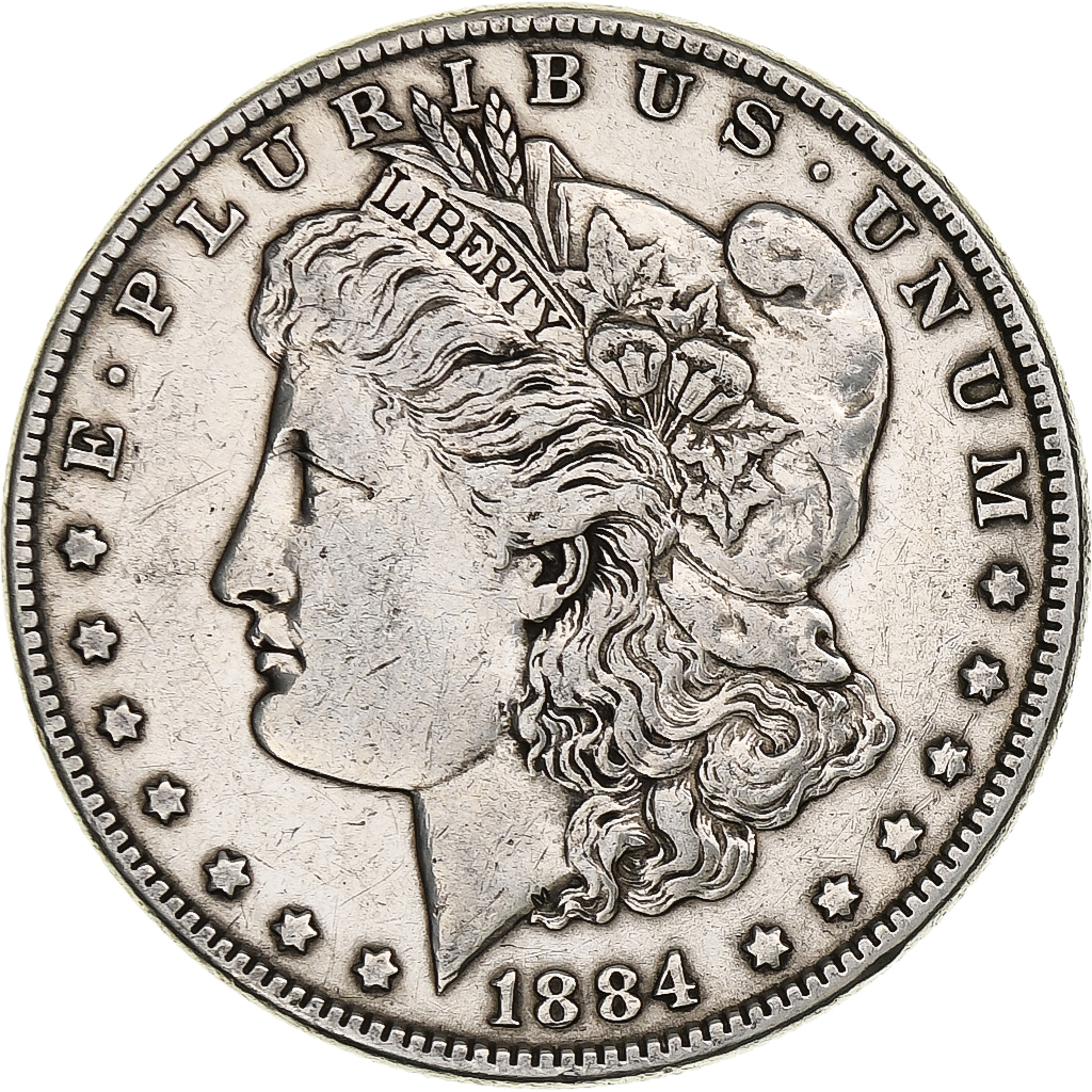 Coin, United States, Morgan Dollar, Dollar, 1884, U.S. Mint, Philadelphia