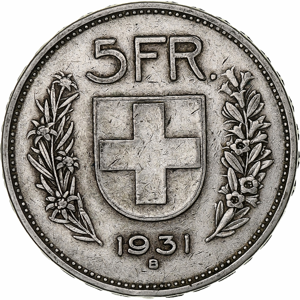 Switzerland, 5 Francs, 1931, Bern, Silver, , KM:40 | European Coins