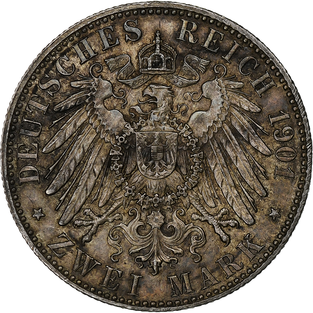 German States, PRUSSIA, Wilhelm II, 2 Mark, 1901, Berlin, Silver,