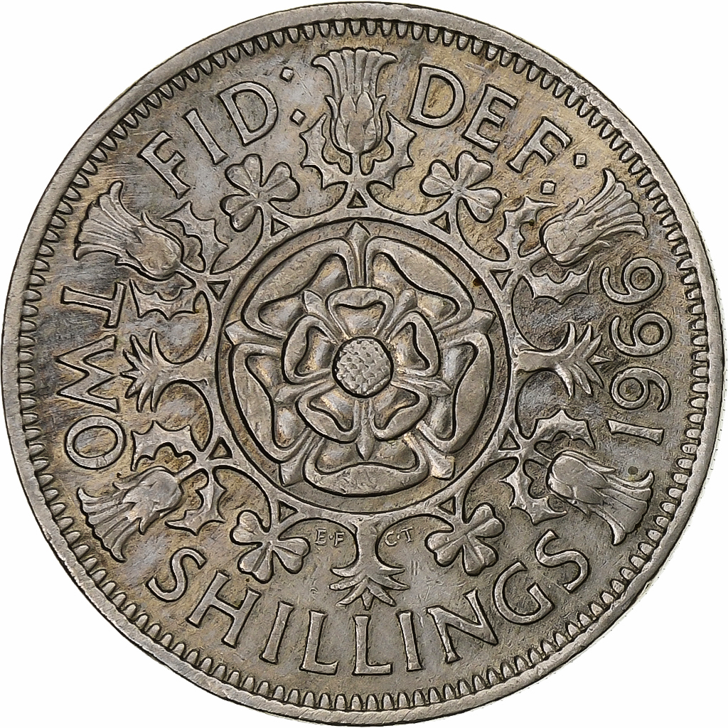 Great Britain, Elizabeth II, Florin, Two Shillings, 1966, Copper-nickel