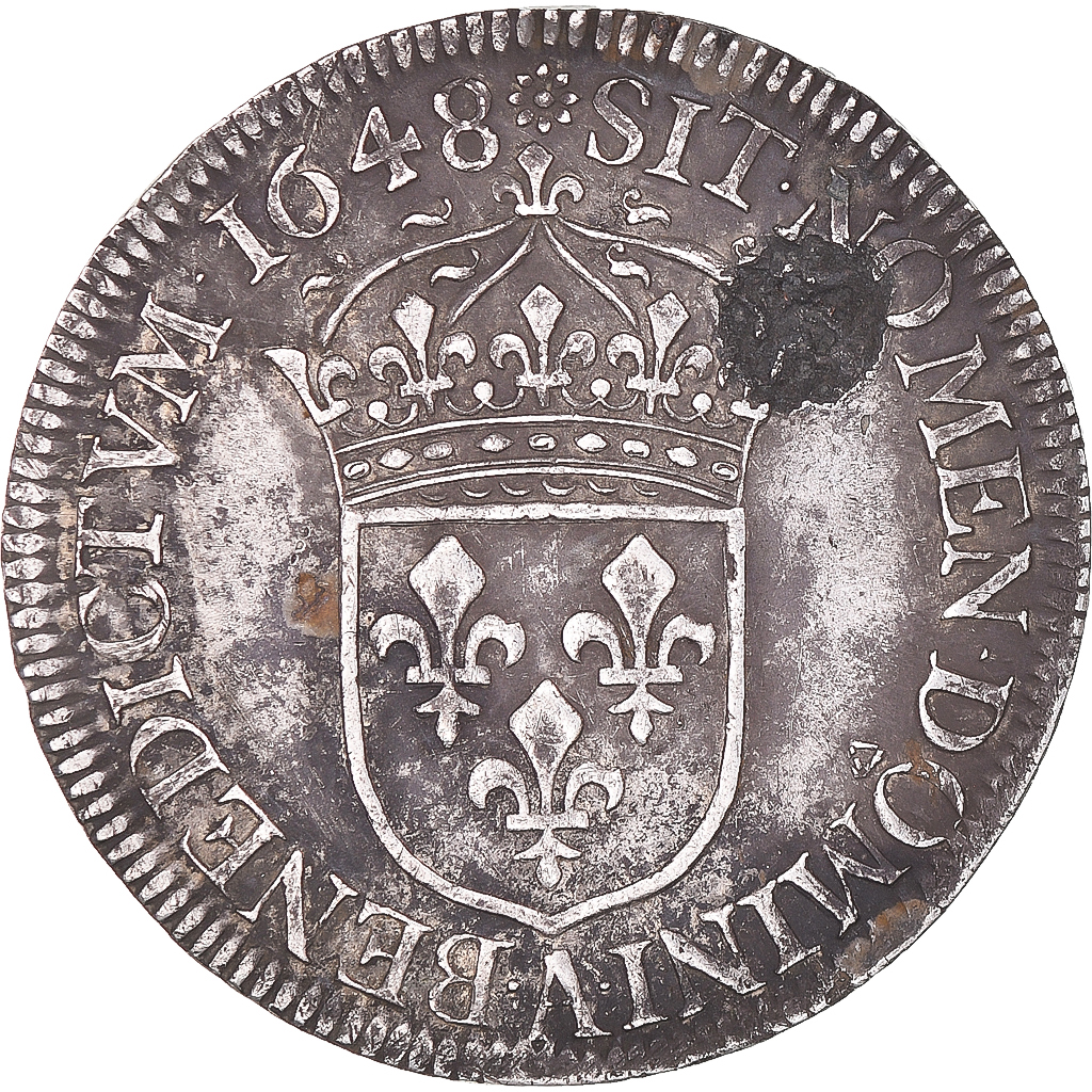 Coin, France, Louis XIV, 1/2 Écu à la mèche longue, 1648, Paris