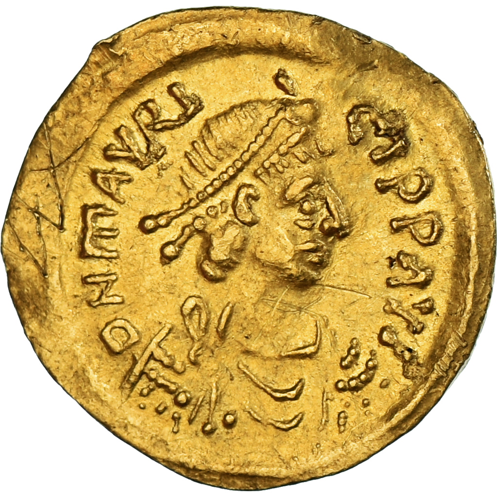 Coin, Maurice Tiberius, Tremissis, 582-602, Constantinople, , Gold