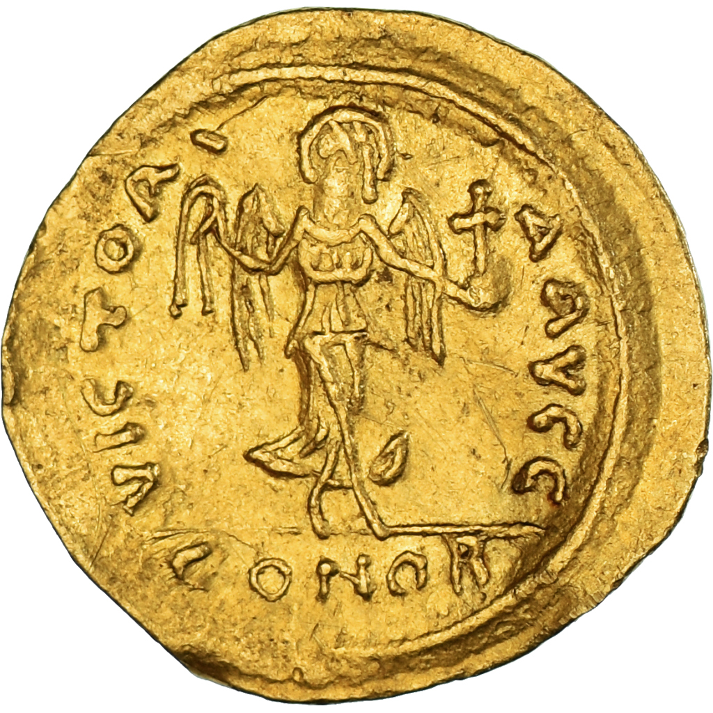Coin, Maurice Tiberius, Tremissis, 582-602, Constantinople, , Gold