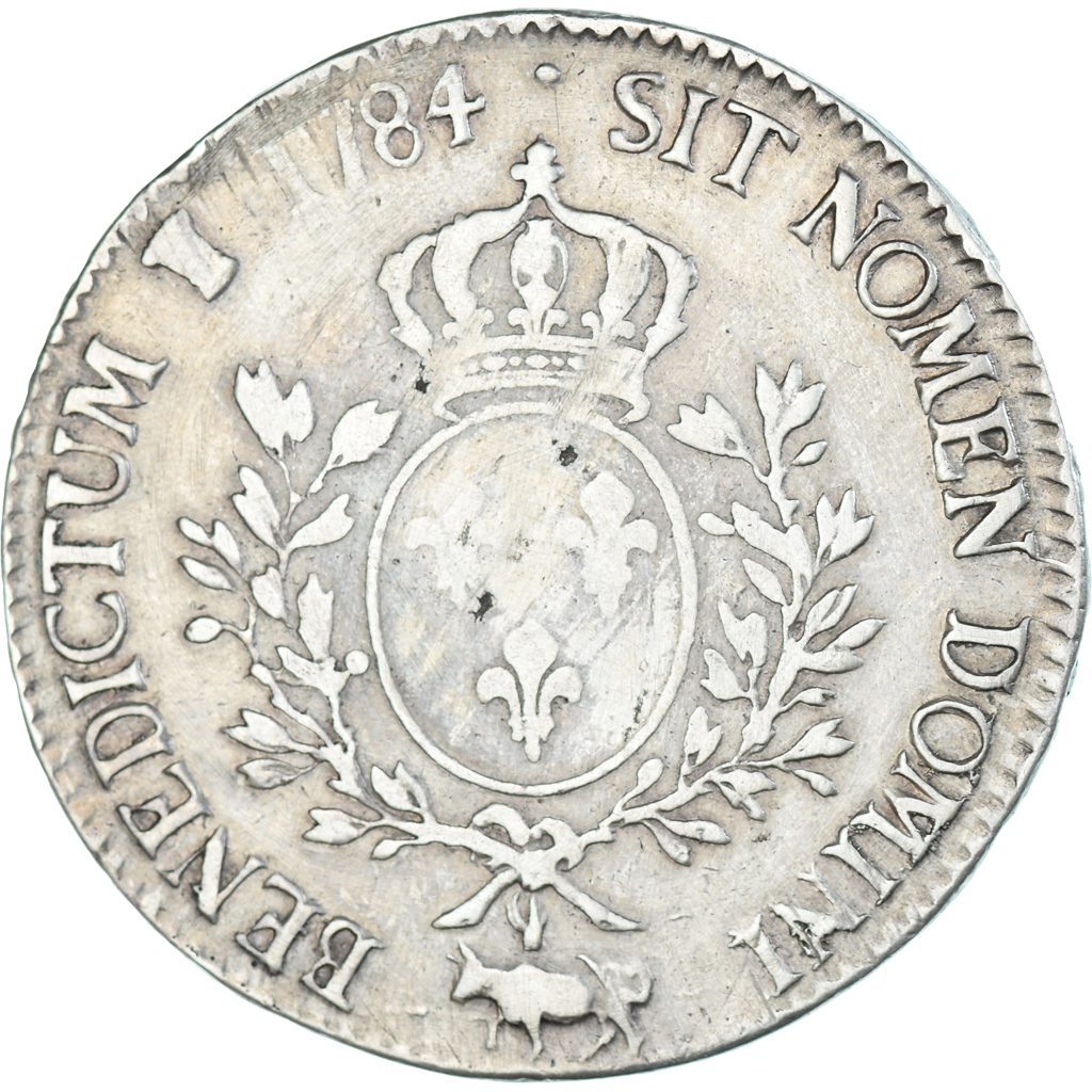 Coin, France, Louis XVI, Écu de Béarn aux branches d'olivier, 1784, Pau