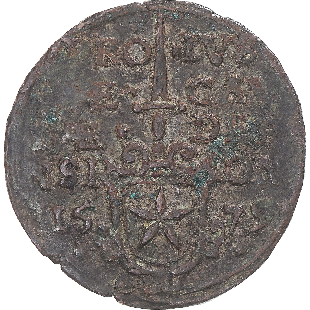 Coin, Spanish Netherlands, 1 Stuiver, 1579, Maastricht, Siège de Maastricht