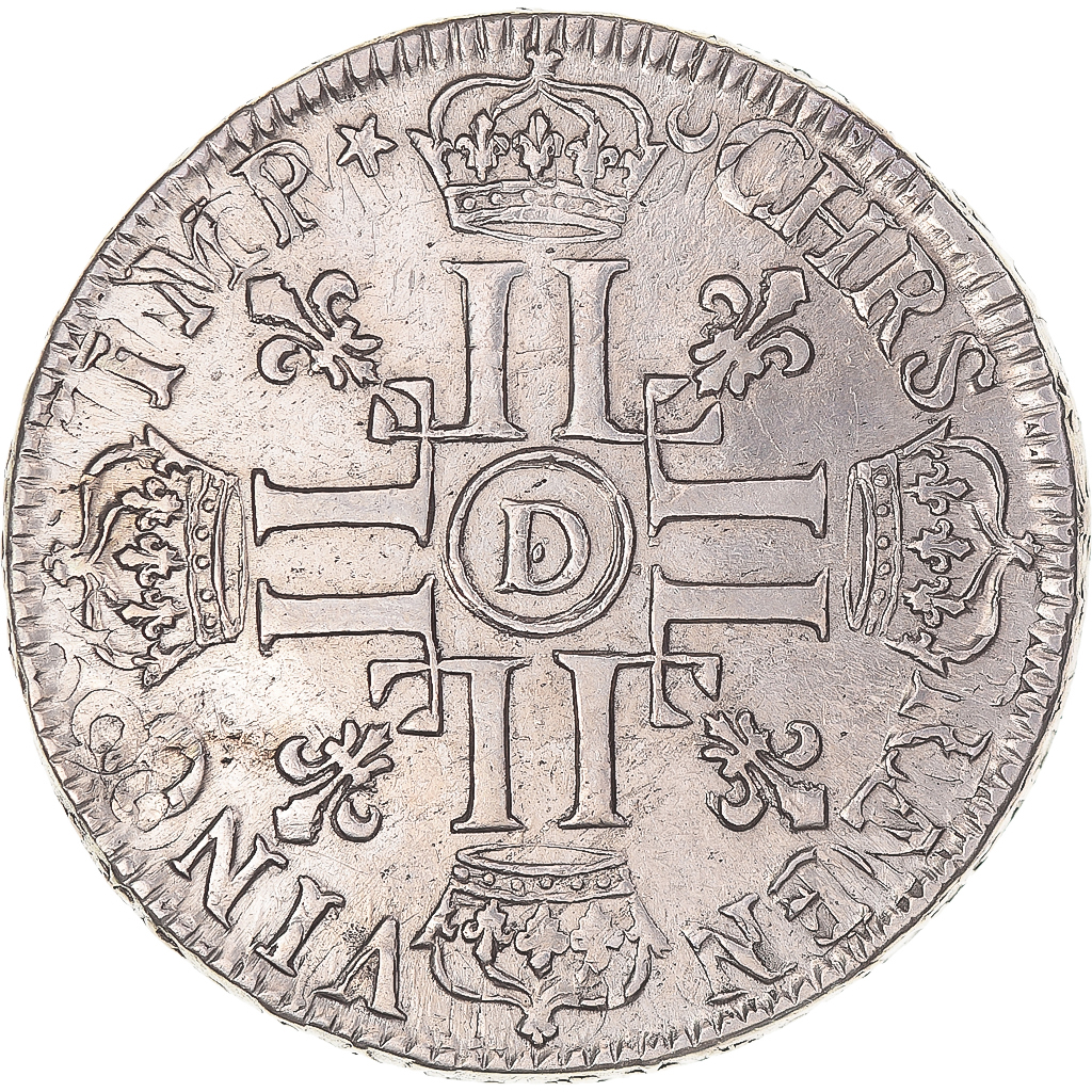Coin, France, Louis XIV, Ecu aux 8 L, 1690, Lyon, réformé, , Silver