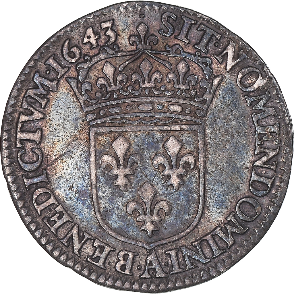 Coin, France, Louis XIII, 1/12 Ecu, 2ème poinçon de Warin, 1643, Paris