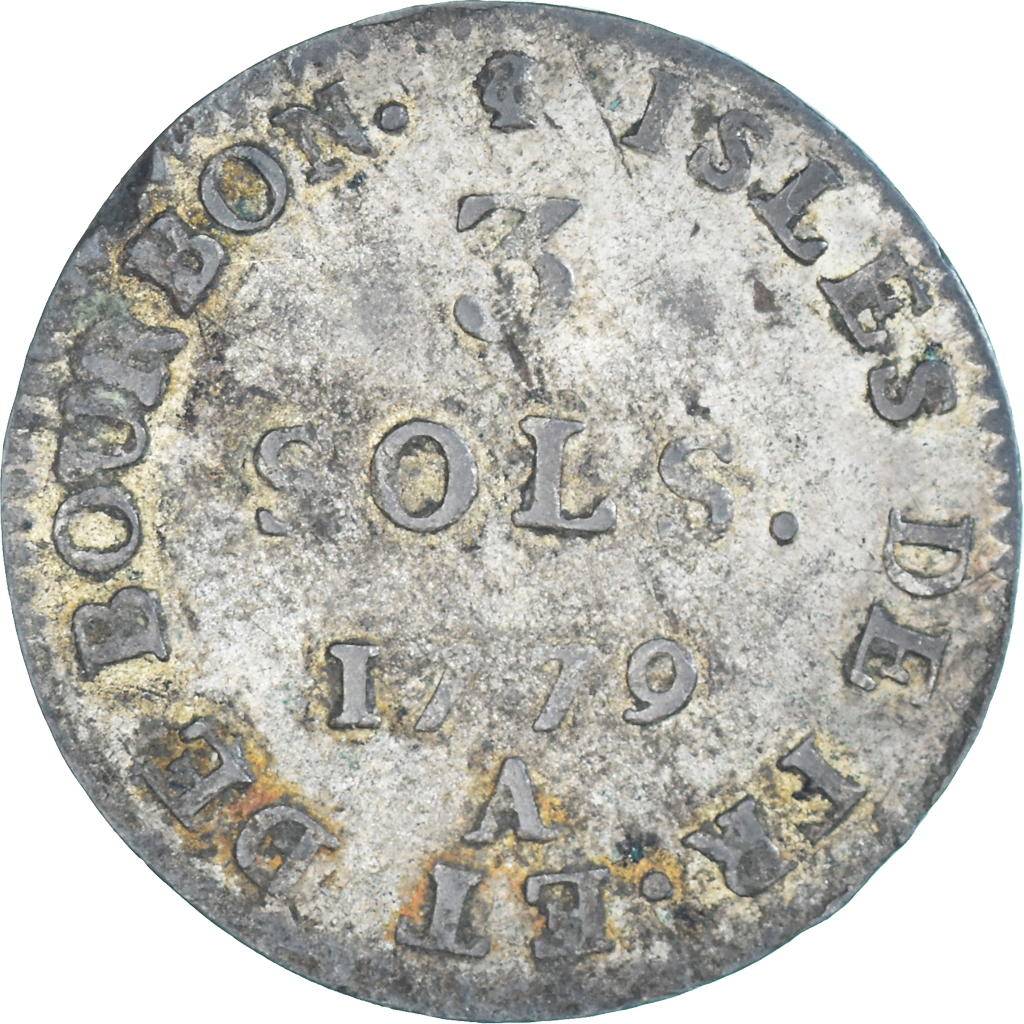 Coin, ISLE DE BOURBON, Louis XVI, 3 Sous, 1779, , Billon, KM:1