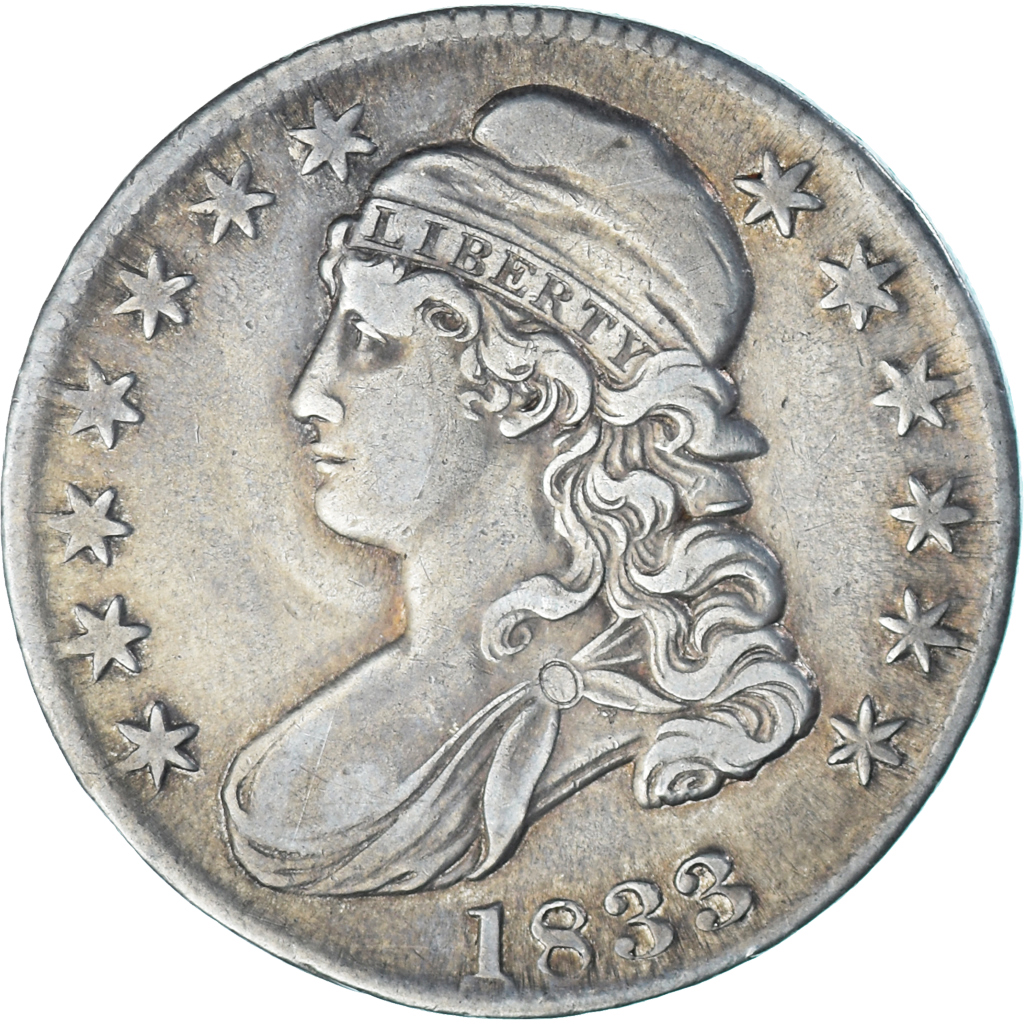 Coin, United States, Capped Bust, Half Dollar, 1833, Philadelphia,