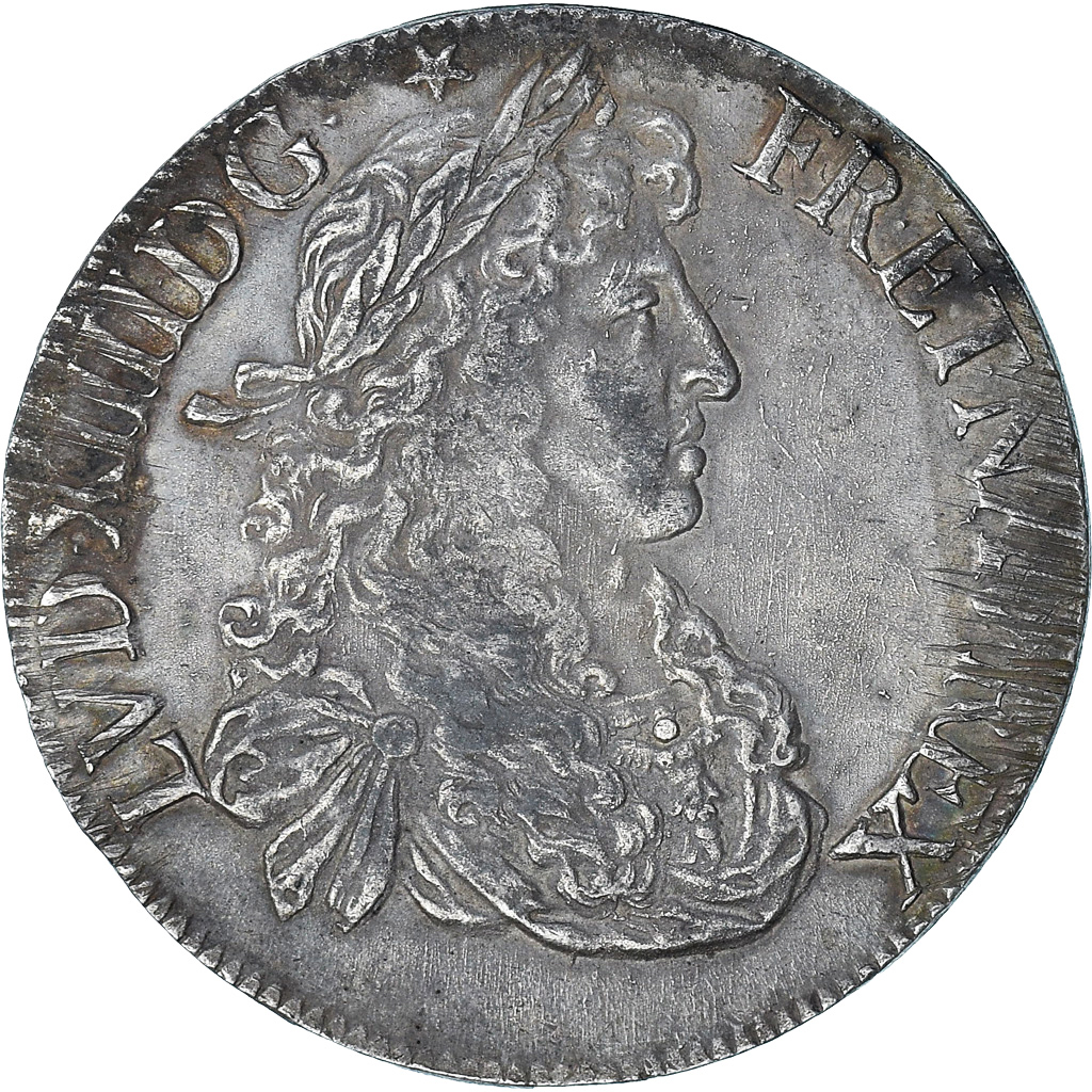 France, Louis XIV, Écu au buste juvénile, 1665, Rennes, 2ème poinçon
