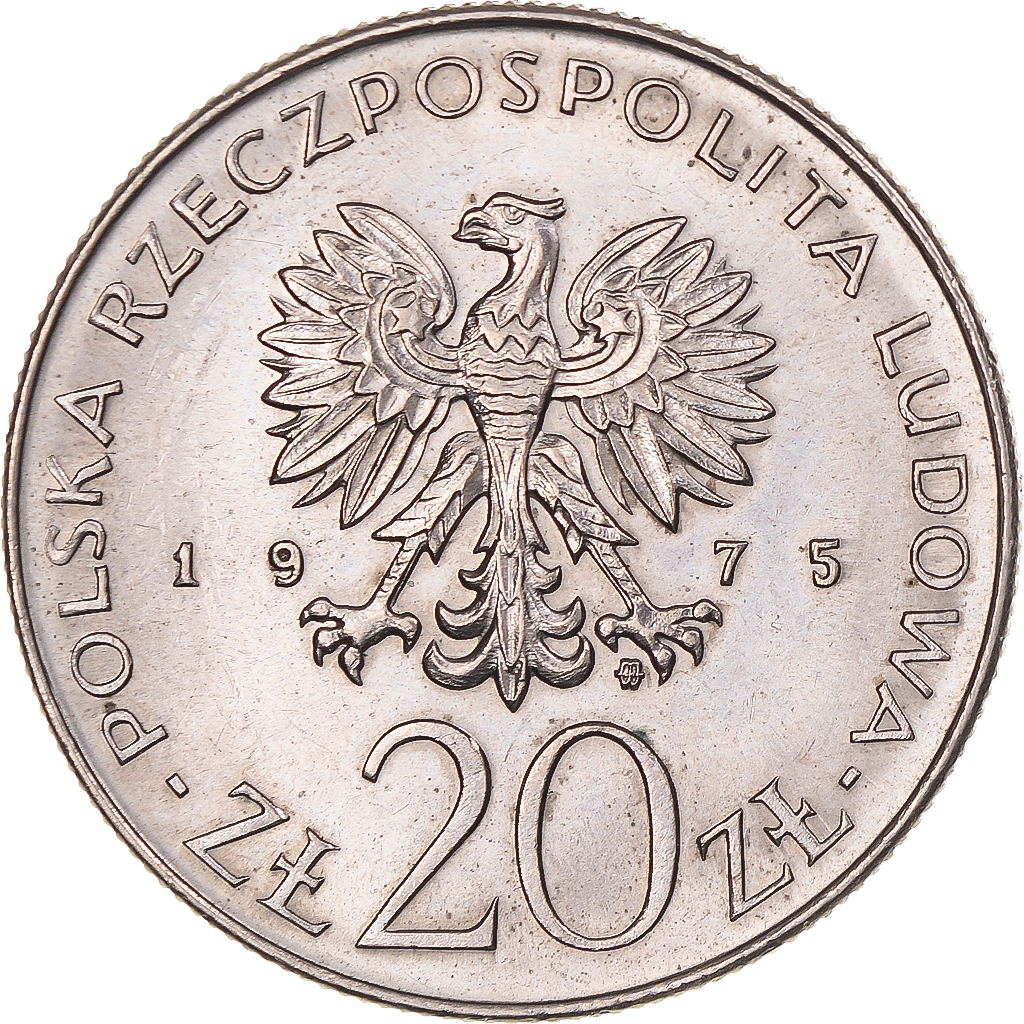 Coin, Poland, 20 Zlotych, 1975, Warsaw, , Copper-nickel, KM:75