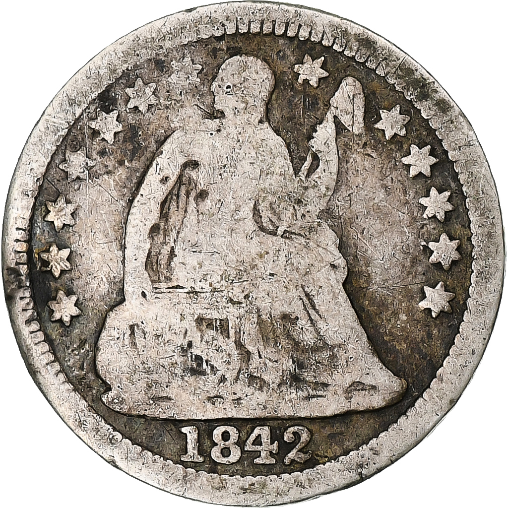 Coin, United States, Half Dime, 1842, U.S. Mint, New Orleans, , Silver