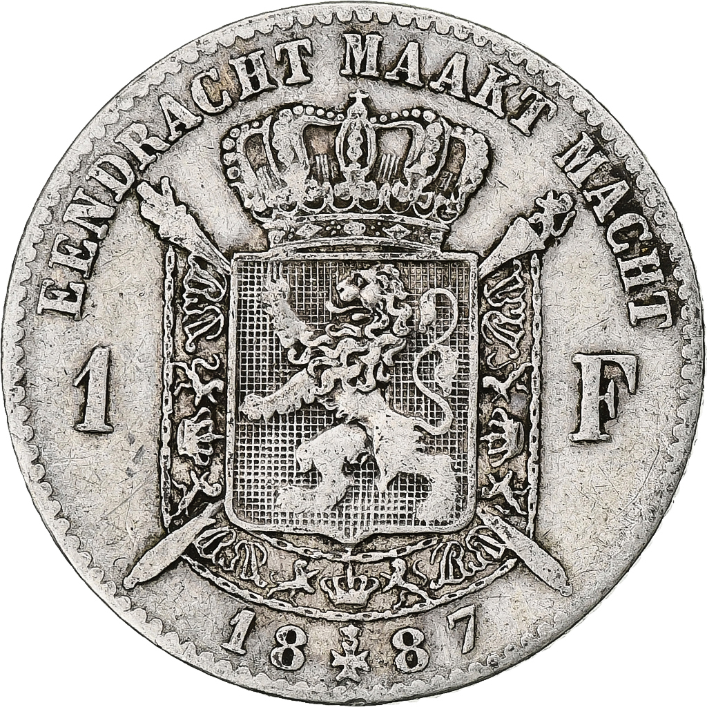 Coin, Belgium, Leopold II, Franc, 1887, , Silver, KM:29.1 | European Coins