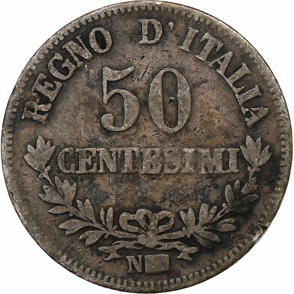 Coin, Italy, Vittorio Emanuele II, 50 Centesimi, 1867, Naples,