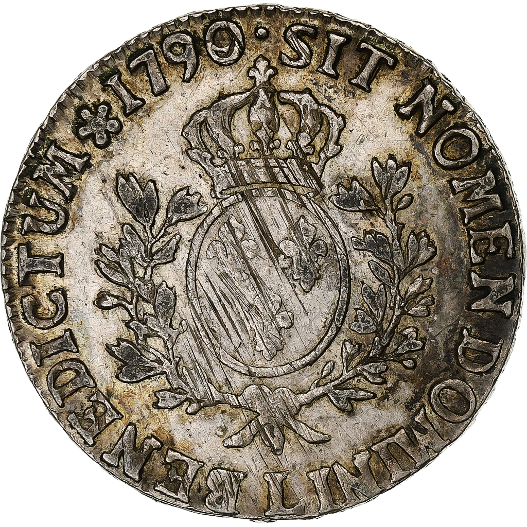 France, Louis XVI, Ecu, Écu aux branches d'olivier, 1790, Bayonne, Silver