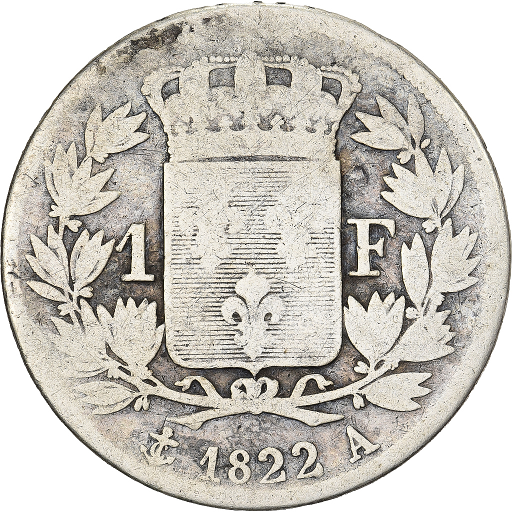 France, Louis XVIII, Franc, Louis XVIII, 1822, Paris, Silver, , KM:709.1