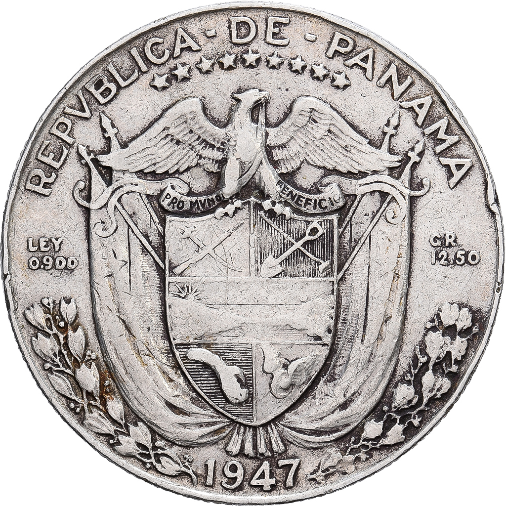 Panama, 1/2 Balboa, 1947, Franklin Mint, Silver, , KM:12.1 | North ...