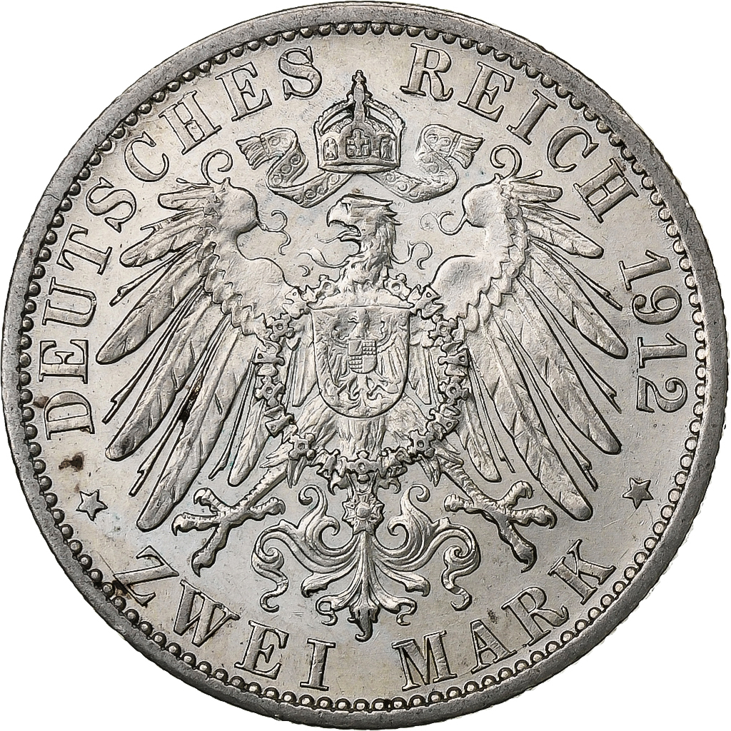German States, PRUSSIA, Wilhelm II, 2 Mark, 1912, Berlin, Silver,