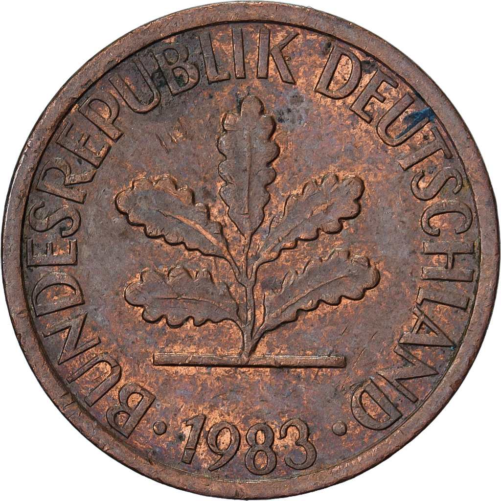 Federal Republic of Germany, Pfennig, 1983, Munich, Copper Plated Steel