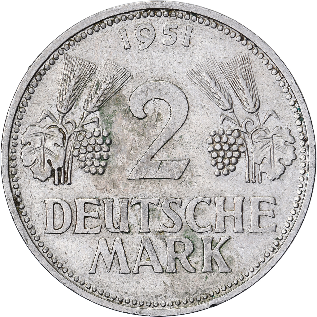 Federal Republic of Germany, 2 Mark, 1951, Munich, Copper-nickel,