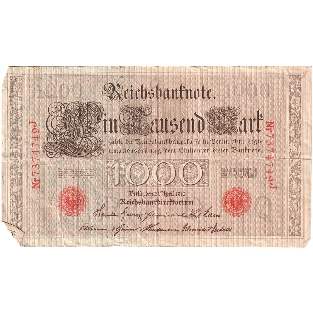 Germany, 1000 Mark, 1910-04-21, VF(20-25) | World Paper Money